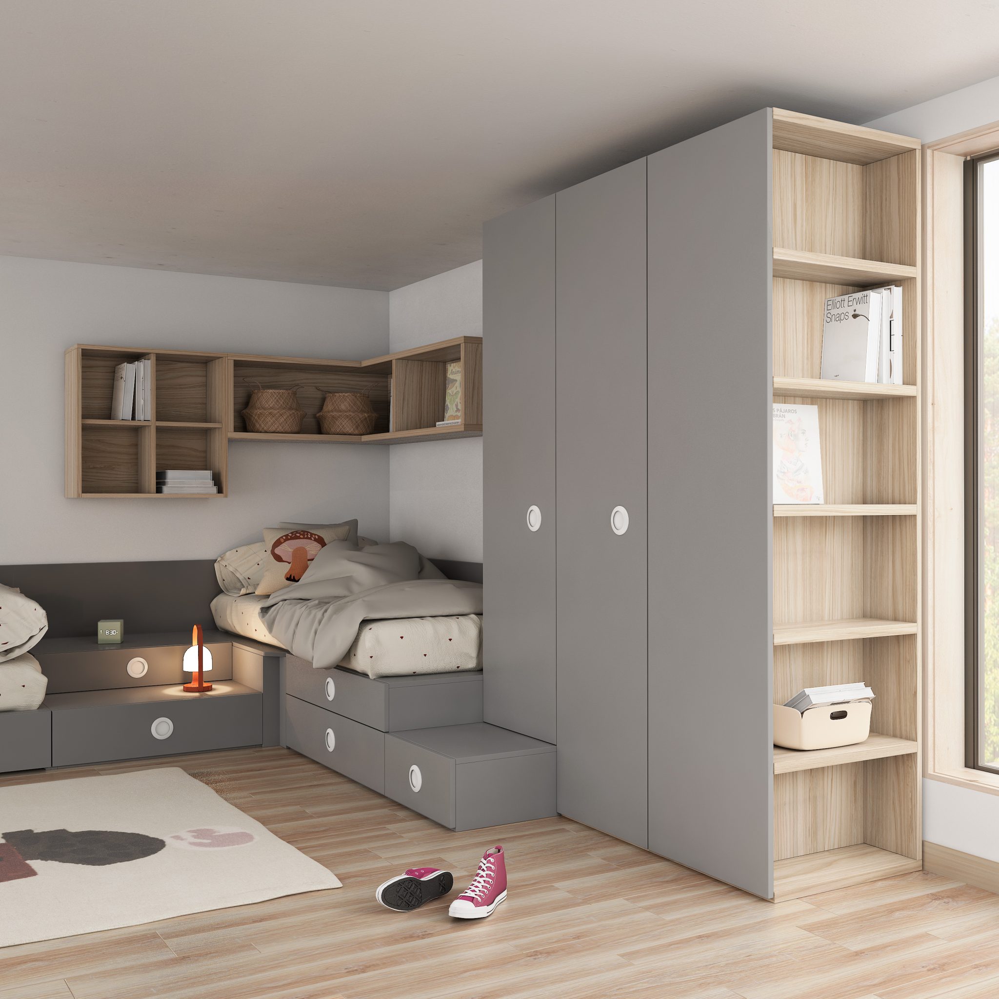 CHILDREN'S ROOM WITH TWO BEDS AND SLIDING TRUNDLE - Kubbiko