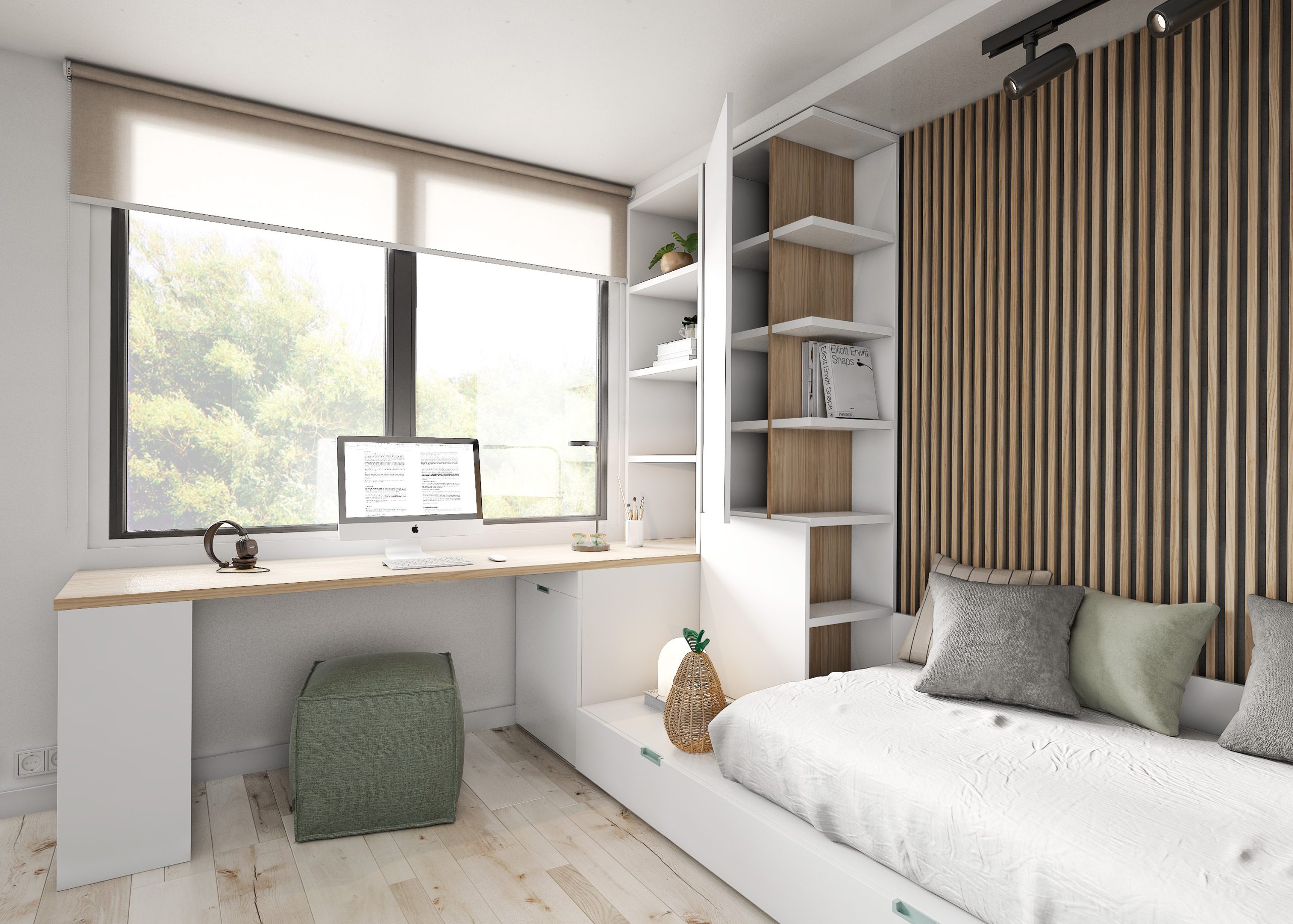 YOUTH BEDROOM WITH DESK AND BOOKCASE - Kubbiko