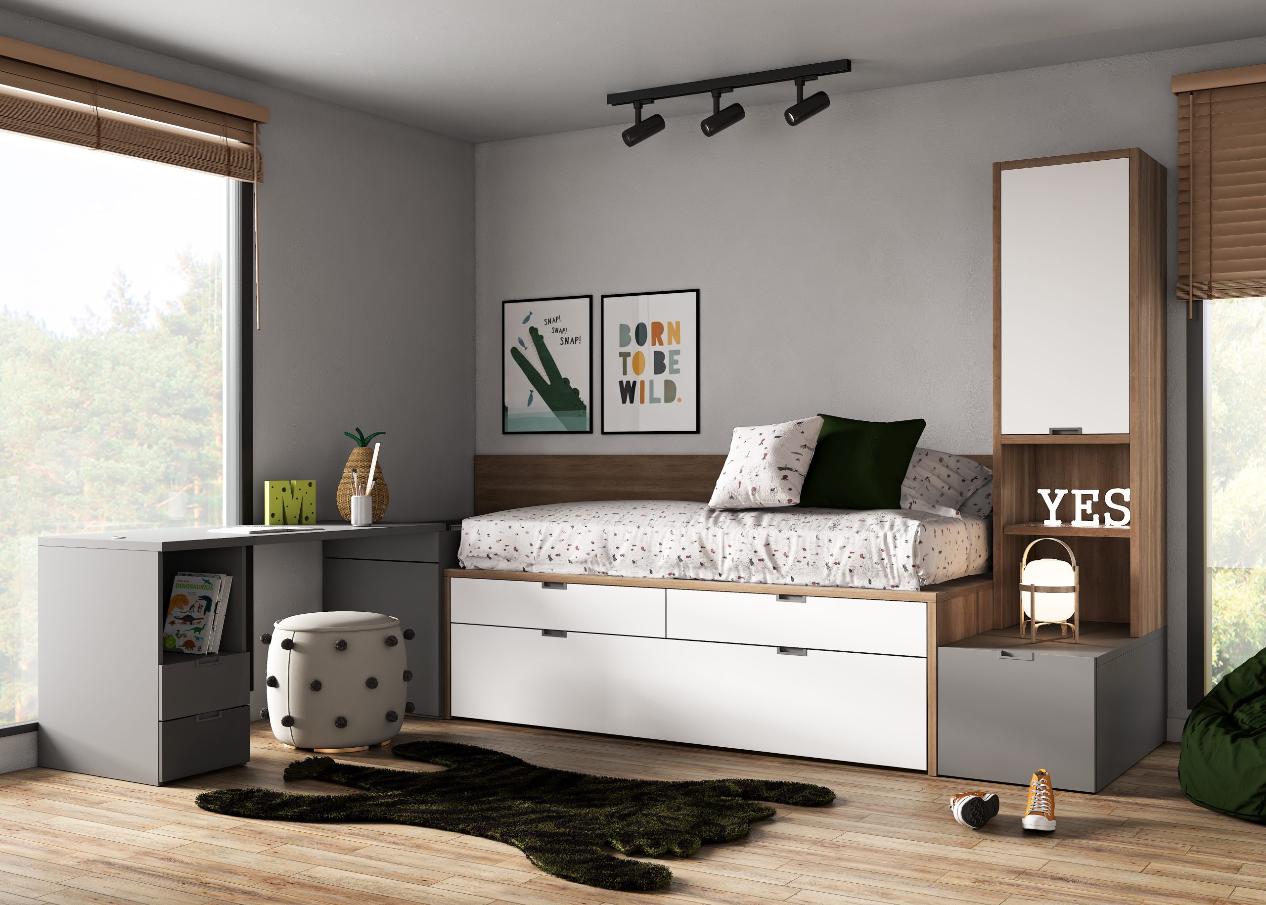 TRUNDLE BED AND PULL-OUT DESK- Kubbiko