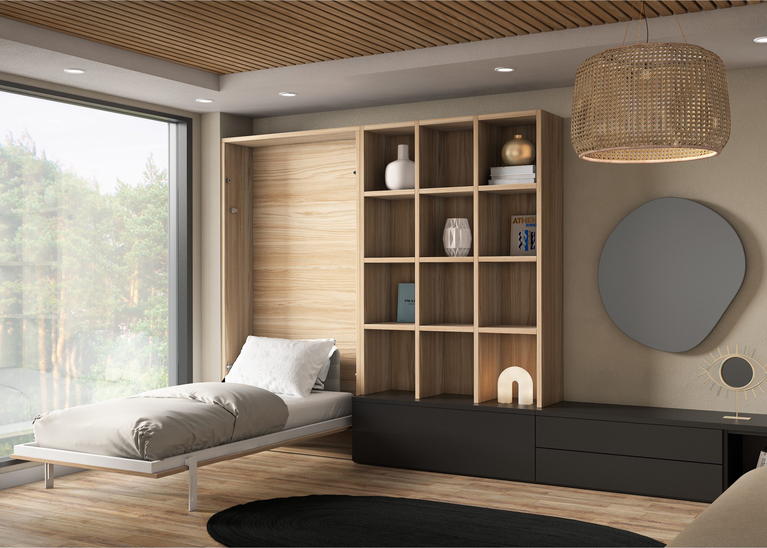 ᐅ Vertical wall bed, TV Table and Bookcase - Kubbiko