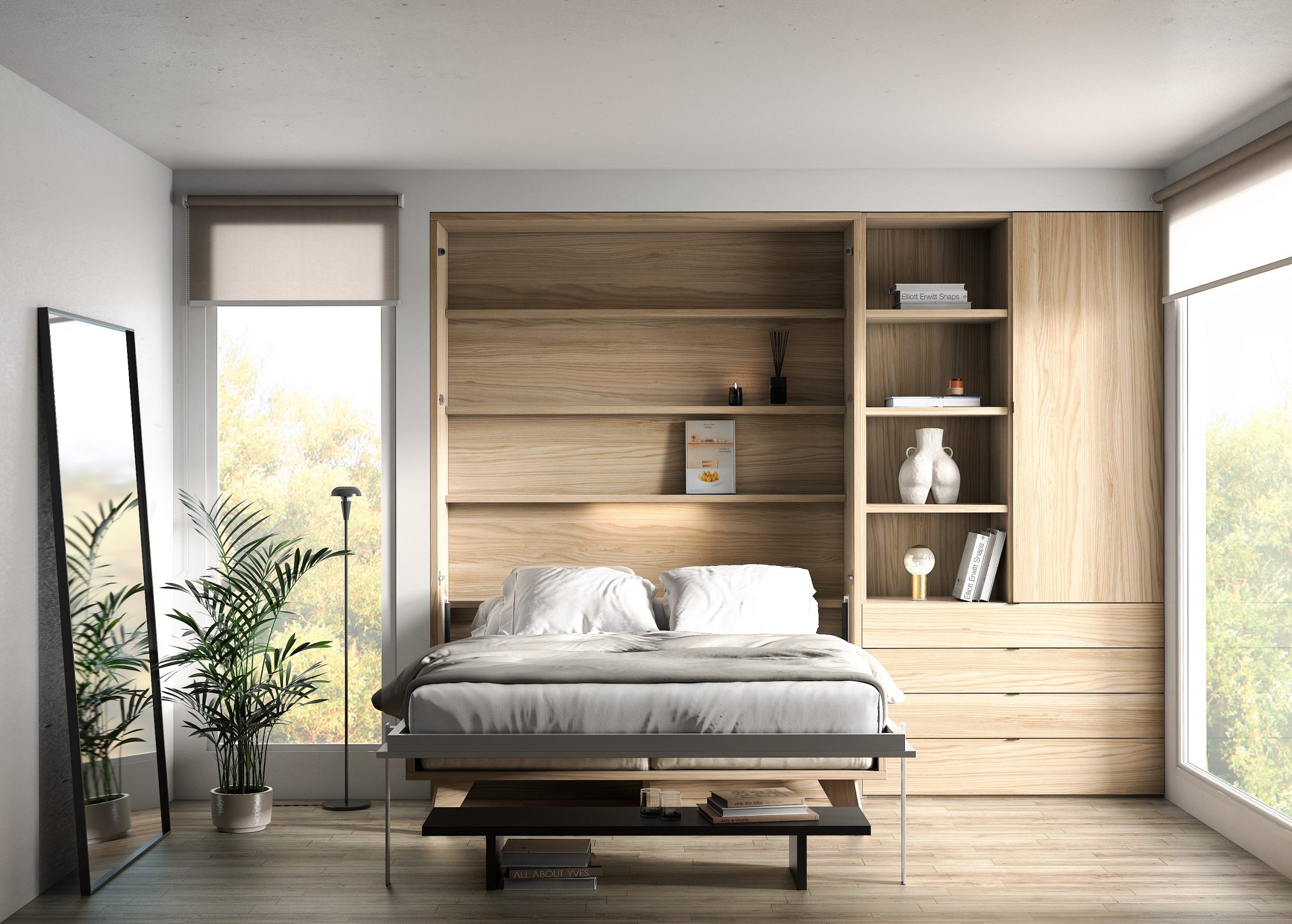 ᐅ Living Room with Vertical Wall Bed - Kubbiko